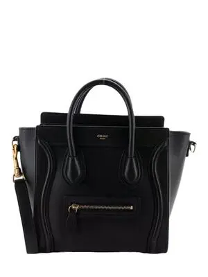 Celine Luggage Bag Smooth Leather Nano Crossbody Bag - Black