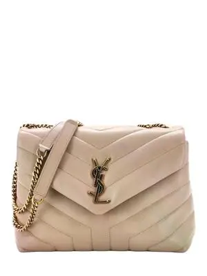 Saint Laurent Loulou Matelasse Chevron Leather Small Shoulder Bag - Neutrals