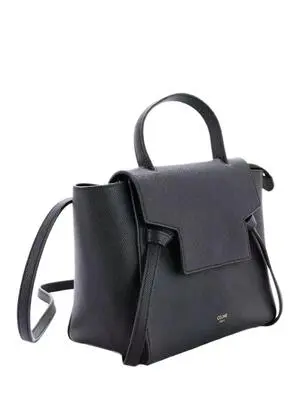 Celine Belt Bag Textured Leather Nano Shoulder Bag - Black