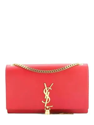 Saint Laurent Classic Monogram Tassel Leather Medium Crossbody Bag - Red