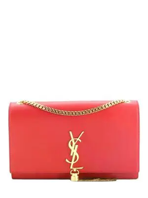 Saint Laurent Classic Monogram Tassel Leather Medium Crossbody Bag - Red