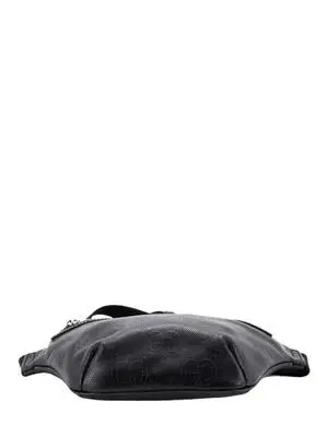 Gucci Gg Embossed Perforated Leather Belt Bag - Black