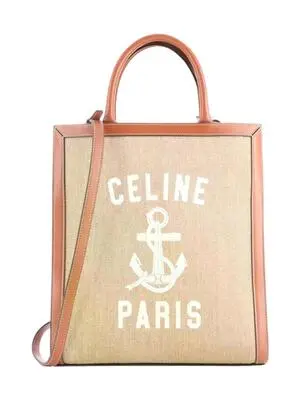 Celine Vertical Cabas Printed Canvas And Leather Small Tote Bag - Brown