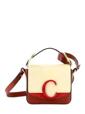 Chloé C Flap Bag Leather Mini Crossbody Bag - Red