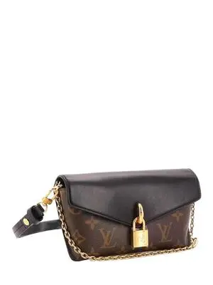 LOUIS VUITTON Monogram Canvas And Leather Crossbody Bag With Padlock - Black