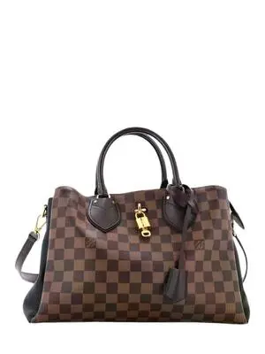 LOUIS VUITTON Normandy Handbag Damier And Leather Satchel - Black