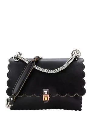 Fendi Kan I Bag Leather Medium Shoulder Bag - Black