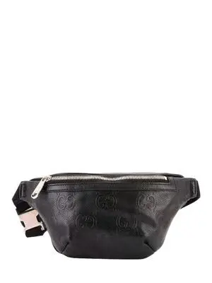 Gucci Gg Embossed Perforated Leather Small Belt Bag - Black