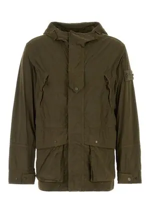 Stone Island Nylon Parka With Detachable Logo - Green