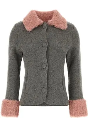 Moschino Melange Wool Blend Cardigan - Grey