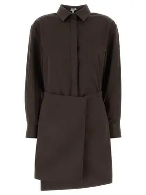 LOEWE LOEWE Chocolate Gabardine Mini Dress