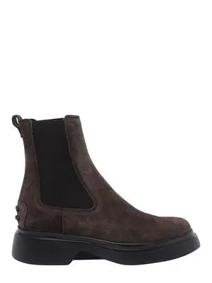 TOD'S Suede Chelsea Booties - Brown