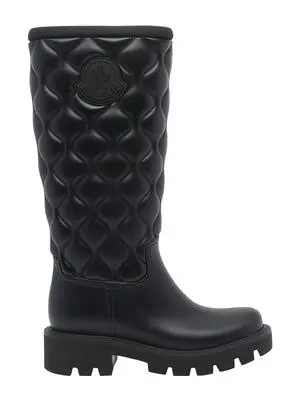 Moncler Kickstream Quilted Knee-high Rubber Boots - Black