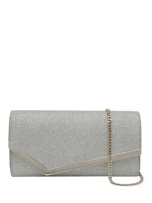 JIMMY CHOO Emmie Pochette Clutch With Chain Strap - Silver