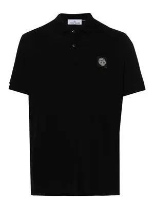 Stone Island Logo-patch Polo Shirt - Black