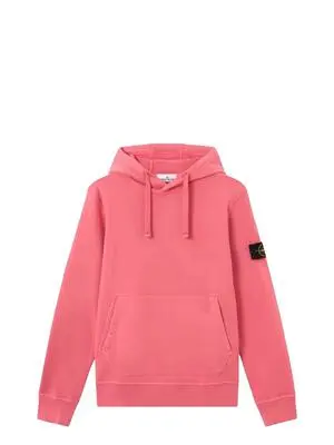 Stone Island Logo Patch Cotton Hoodie - Red