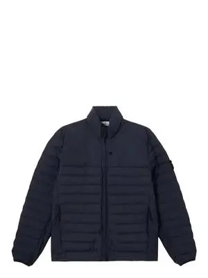 Stone Island Quilted Jacket With Logo Patch - Blue