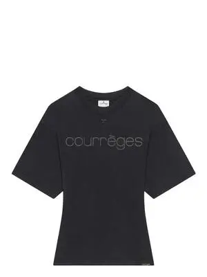 COURREGES Printed Logo T-shirt - Black
