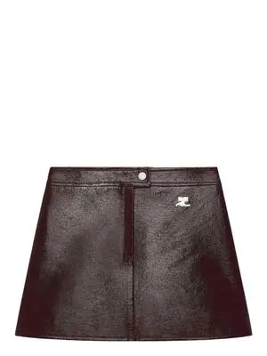 COURREGES COURREGES Vinyl-Effect Logo Patch Mini Skirt Red