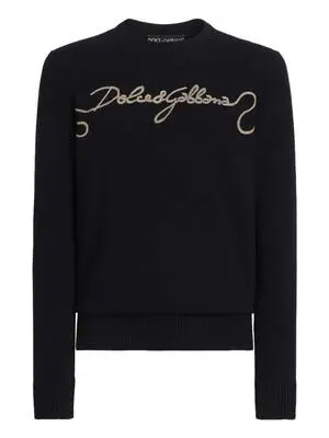 Dolce & Gabbana Embroidered Crew Neck Sweater - Blue
