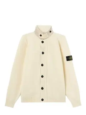 Stone Island Ribbed Knit Cardigan - White