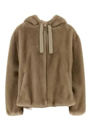Herno HERNO Eco Fur Hoodie Brown