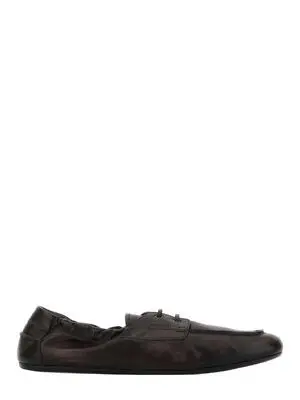 Prada Dark Leather Loafers - Brown