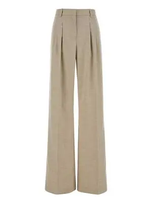Andamane Melange Sand Stretch Twill Nathalie Pant - Brown