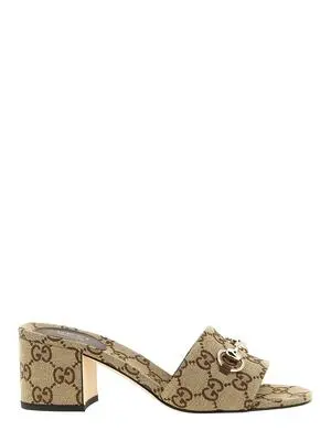 Gucci GUCCI GG Fabric Morsetto Slides Cream