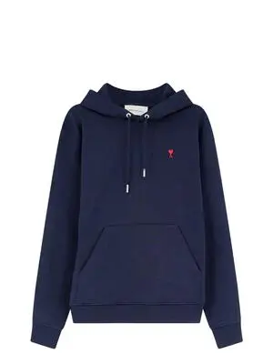 AMI Paris Hooded Cotton Sweatshirt - Blue