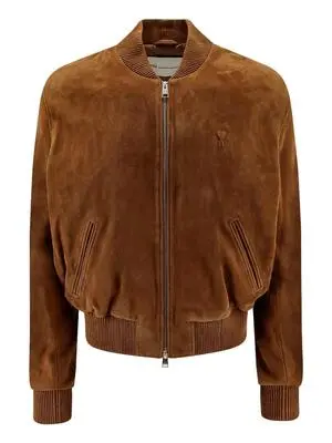 AMI Paris Suede Goatskin Jacket - Brown
