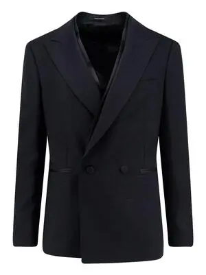 Tagliatore Stretch Viscose And Silk Blazer - Black