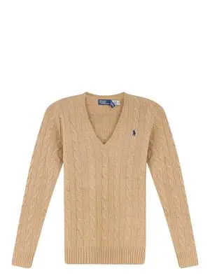 POLO RALPH LAUREN Polo Ralph Lauren Wool And Cashmere Cable-Knit V-Neck Sweater