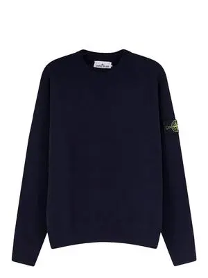 Stone Island STONE ISLAND Cotton Crew Neck Sweater With Logo Patch Blue