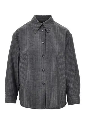 JIL SANDER Wool Pinstriped Shirt - Grey