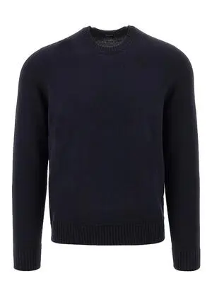 DRUMOHR Merino Wool Knitted Crewneck Sweater - Blue