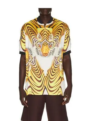 Y3 Tiger Satin Jersey In Yellow - Multicolour