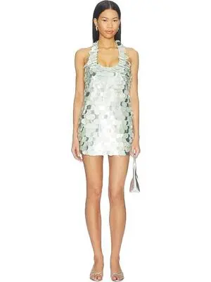 Retrofete Briggs Sequin Halterneck Dress - Matcha