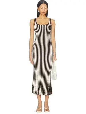 Amanda Uprichard Jolie Midi Dress In Brown - Cocoa Combo