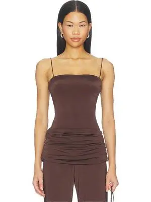 Amanda Uprichard Pippa Spaghetti Strap Top - Cocoa