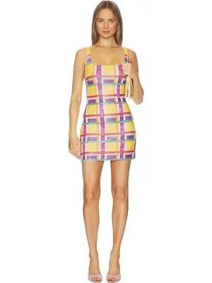 OCEANUS Candy-stripe Mini Dress In Yellow,pink - Multicolor