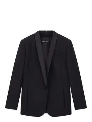 Giorgio Armani Silk Cady Tuxedo Jacket With Satin Shawl Collar - Black