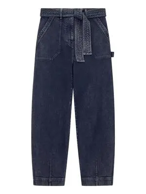 Giorgio Armani Belted Cargo Jeans In Stretch Cotton Denim - Blue