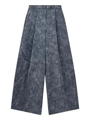 Giorgio Armani High-waisted Pants In Geometric Jacquard Viscose - Grey