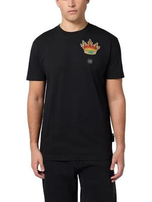 Philipp Plein Round Neck T-shirt Crown Crystals - Black