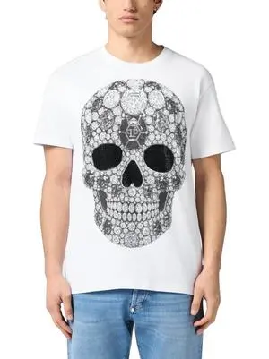 Philipp Plein Round Neck T-shirt Skull Stones - White/black
