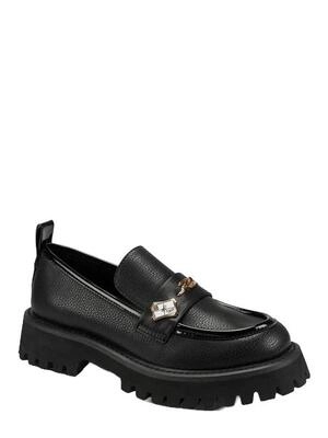 Karl Lagerfeld Paris Platform Loafers With Embellished Logo Detail - Black