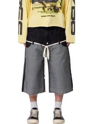 Mnml Ultra Baggy Inside Out Denim Shorts - Black Multi