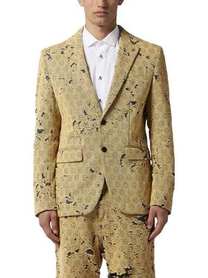 Philipp Plein Destroyed Denim Jacquard Blazer Monogram - Beige