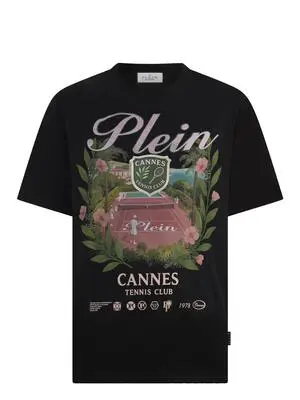 Philipp Plein Round Neck T-shirt Cannes Tennis Club - Black